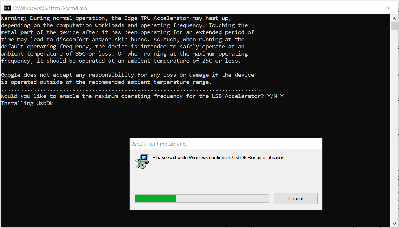 Coral USB inference not working on Windows 10 (ValueError: Failed to load delegate from edgetpu ...